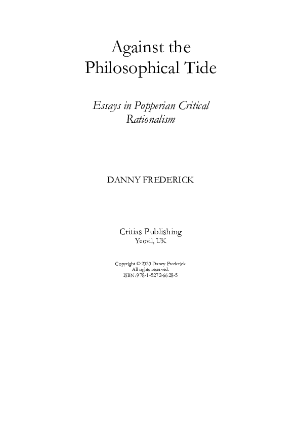 (PDF) Against the Philosophical Tide: Essays in Popperian Critical ...