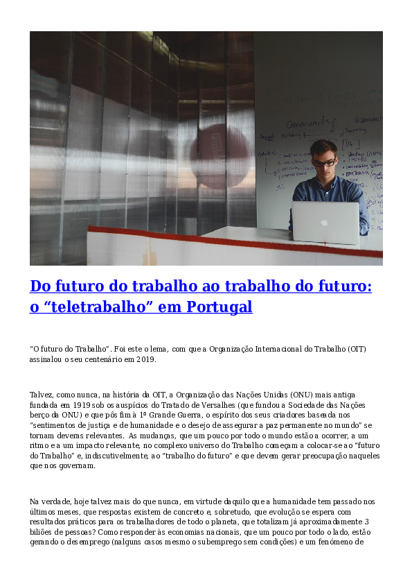 (PDF) APatria_Do futuro do trabalho ao trabalho do futuro: o "teletrabalho" em Portugal