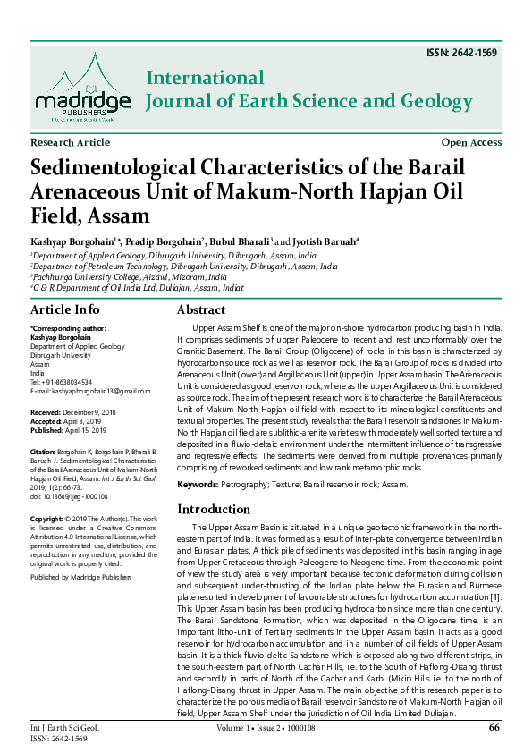 (PDF) Sedimentological Characteristics of the Barail Arenaceous Unit of ...
