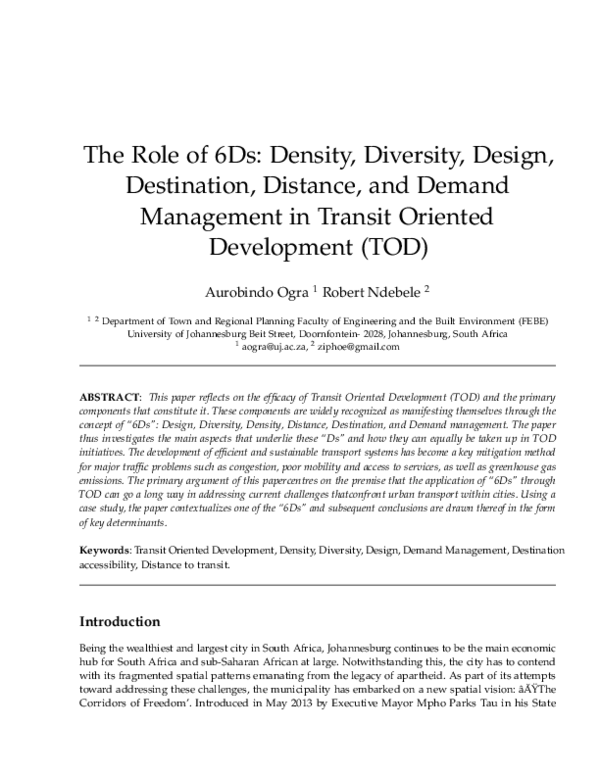 (PDF) The Role of 6Ds: Density, Diversity, Design, Destination ...