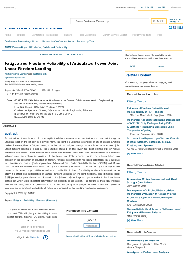 (PDF) Fatigue and Fracture Reliability of Articulated Tower Joint Under ...