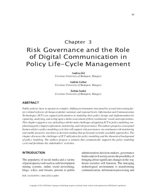 (PDF) Risk Governance and the Role of Digital Communication in Policy ...