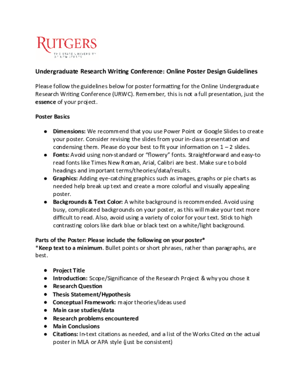(DOC) URWC Poster Design Guidelines
