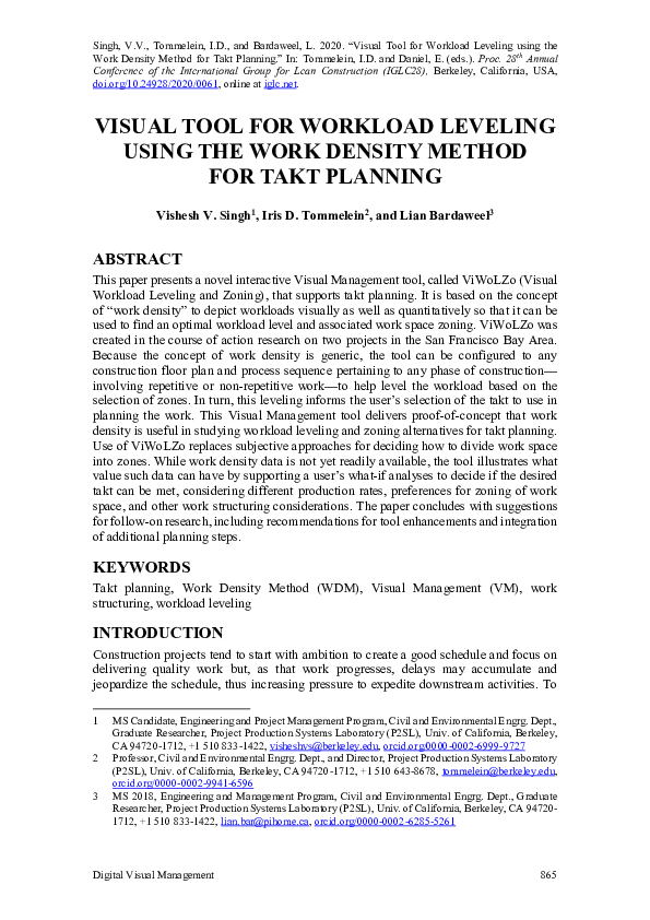(PDF) Visual Tool for Workload Leveling using the Work Density Method ...