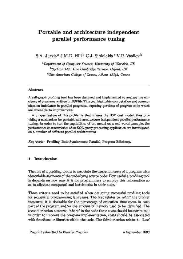 Pdf Portable And Architecture Independent Parallel Performance Tuning