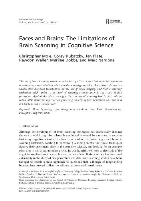 (PDF) Faces and Brains: The Limitations of Brain Scanning in Cognitive ...