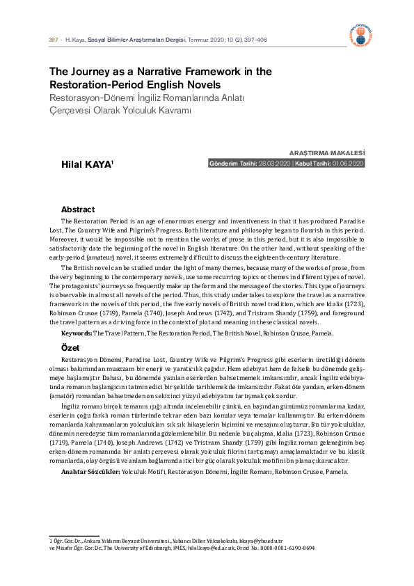 (PDF) The Journey as a Narrative Framework in the Restoration-Period ...