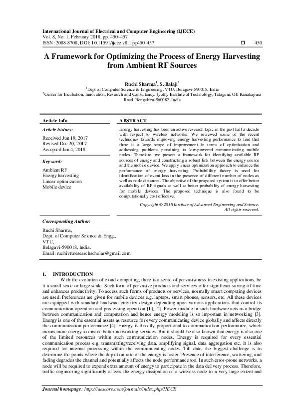 (PDF) A Framework for Optimizing the Process of Energy Harvesting from ...