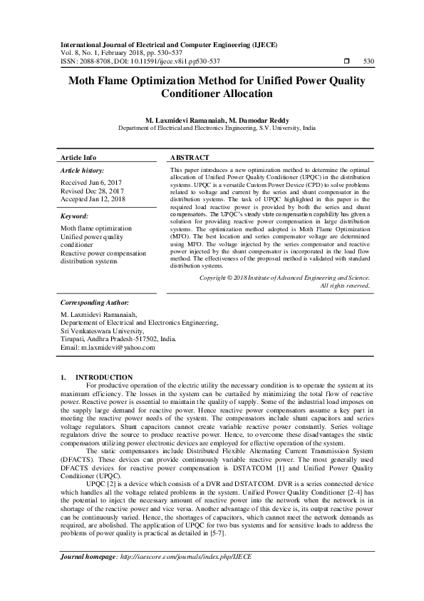 (PDF) Moth Flame Optimization Method for Unified Power Quality Conditioner Allocation ...