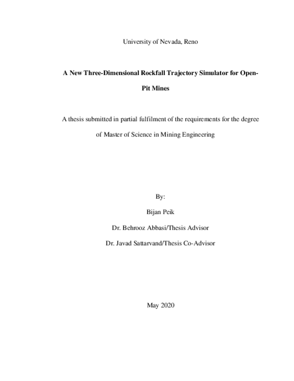 (PDF) A New Three-Dimensional Rockfall Trajectory Simulator for Open- Pit Mines