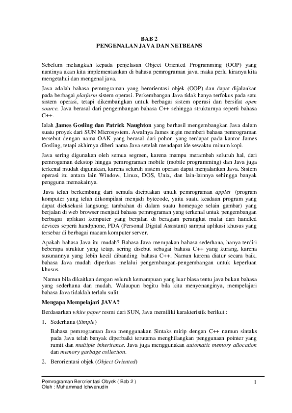 (PDF) PENGENALAN JAVA DAN NETBEANS