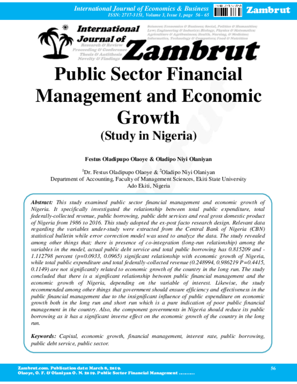 (PDF) Public Sector Financial Management and Economic Growth (Study in ...