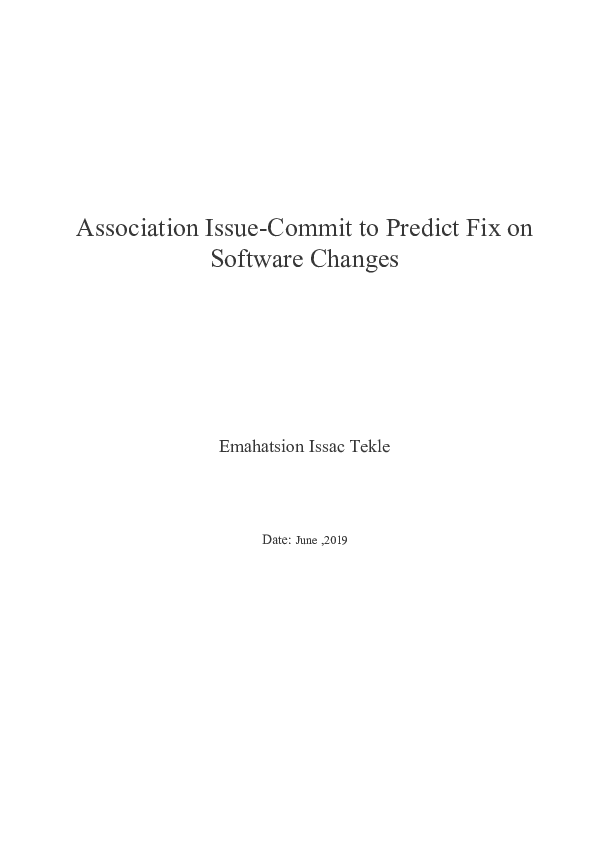 (PDF) Association Issue-Commit to Predict Fix on Software Changes