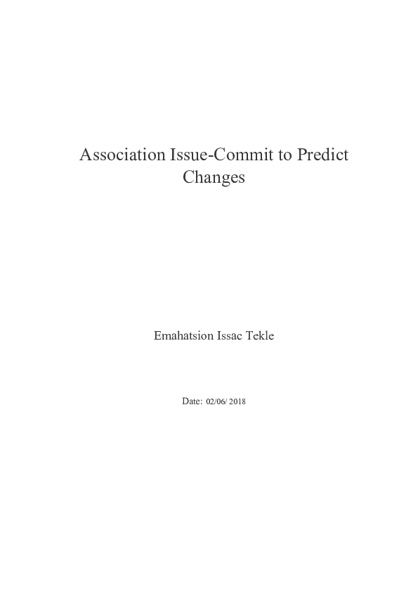 (PDF) Association Issue-Commit to Predict Changes