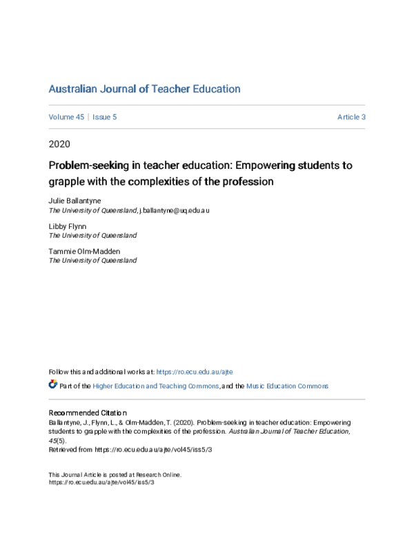 (PDF) Problem-seeking in teacher education: Empowering students to ...