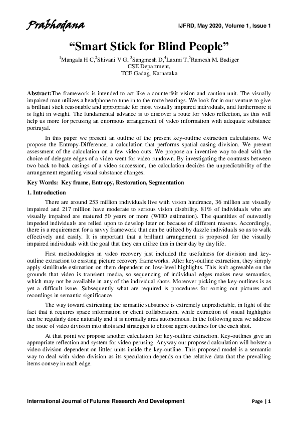 (PDF) "Smart Stick for Blind People"