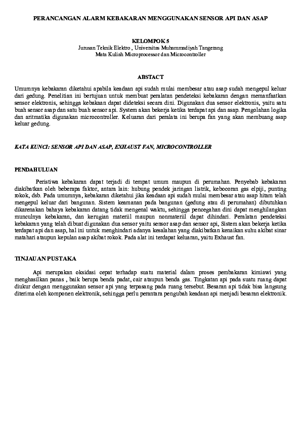 (DOC) PERANCANGAN ALARM KEBAKARAN MENGGUNAKAN SENSOR API DAN ASAP ...