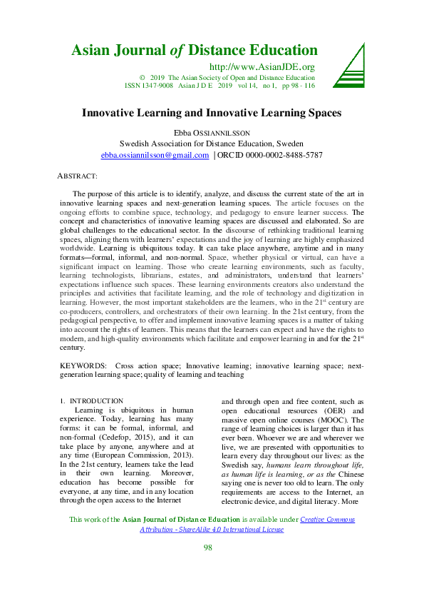 (PDF) Asian Journal of Distance Education Innovative Learning and ...