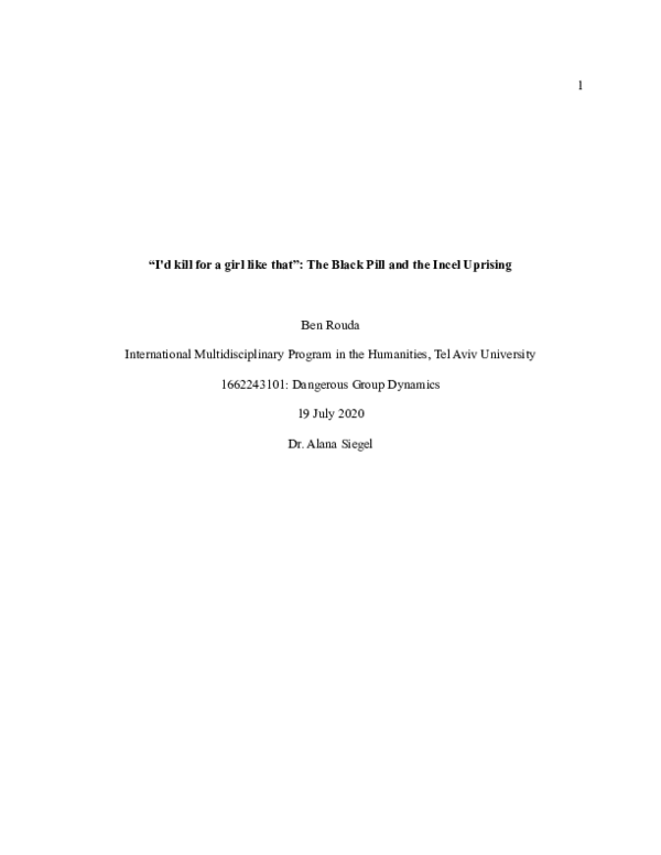 (PDF) "I'd kill for a girl like that": The Black Pill and the Incel ...
