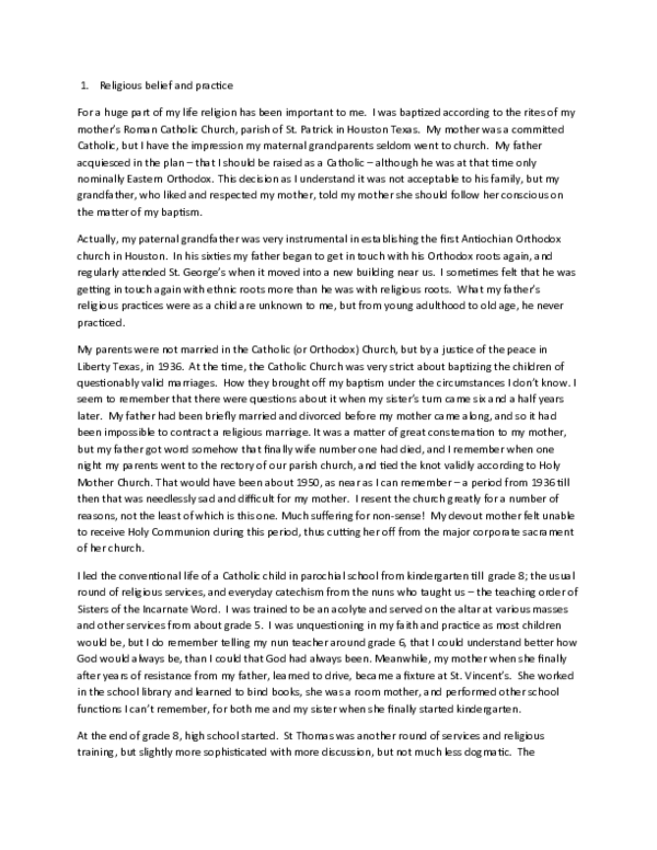 (DOC) Religious belief and practice