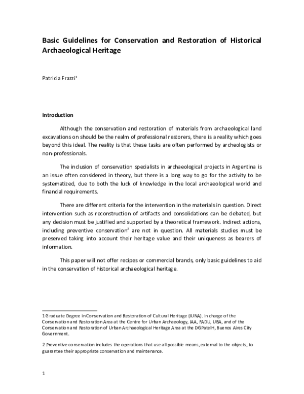 (PDF) Basic Guidelines for Conservation and Restoration of Historical ...