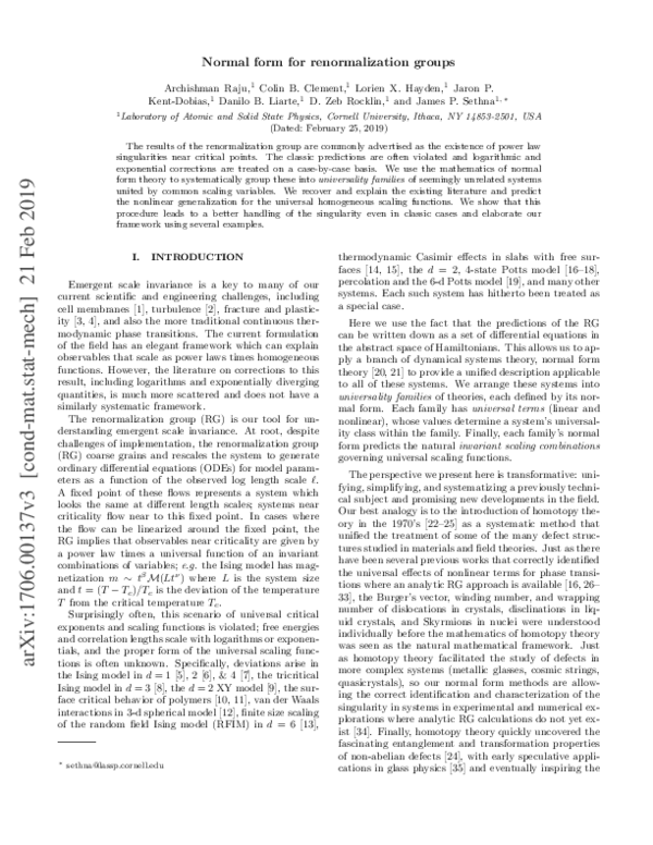 (PDF) Normal Form for Renormalization Groups