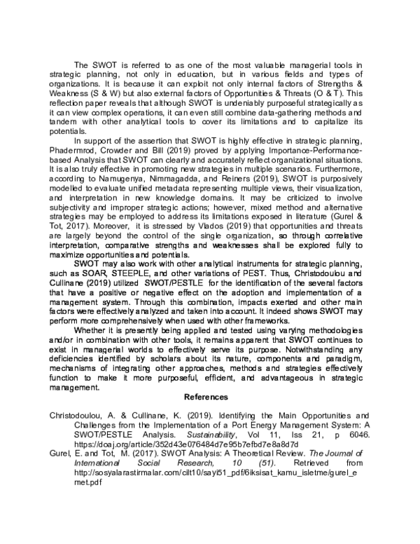 (DOC) Reflection about swot