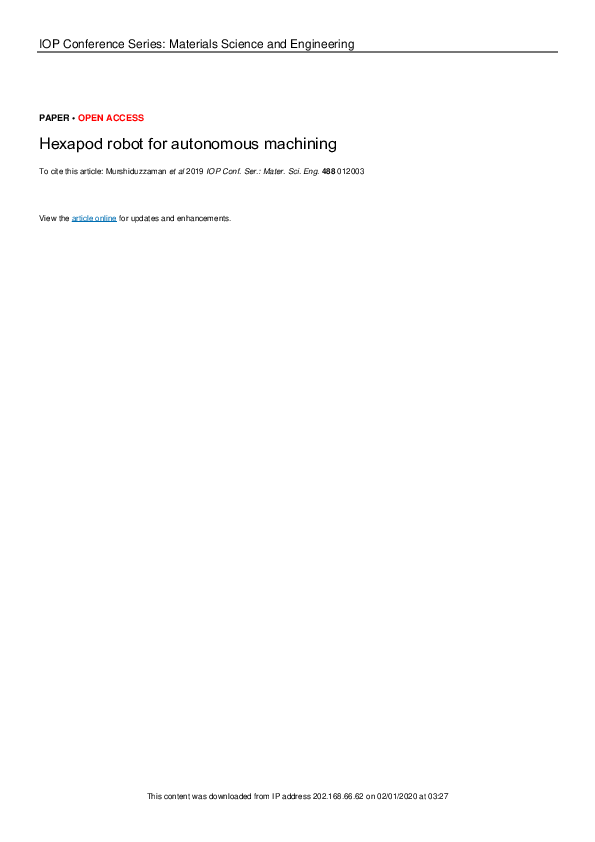 Pdf Hexapod Robot For Autonomous Machining Hexapod Robot For Autonomous Machining
