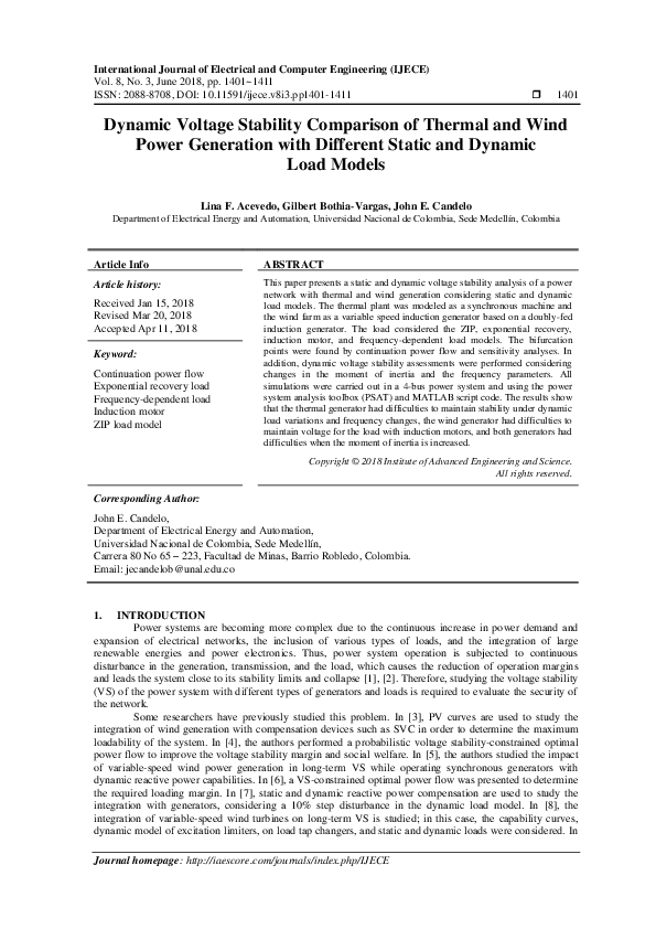 (PDF) Dynamic Voltage Stability Comparison of Thermal and Wind Power ...