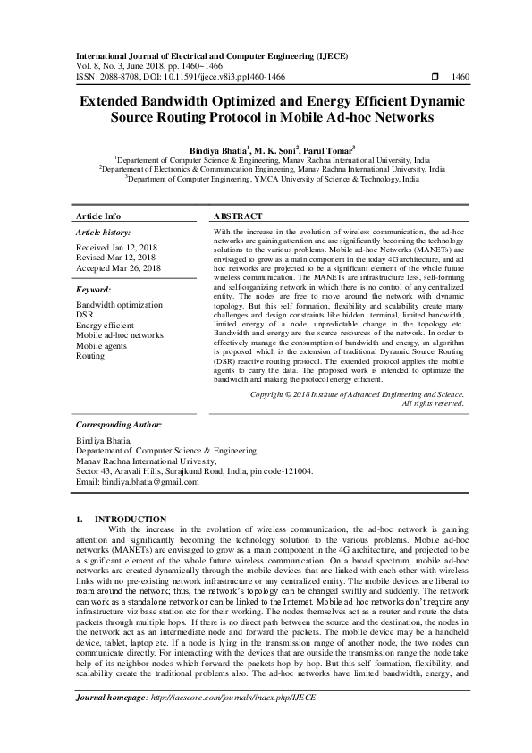 Pdf Extended Bandwidth Optimized And Energy Efficient Dynamic Source Routing Protocol In
