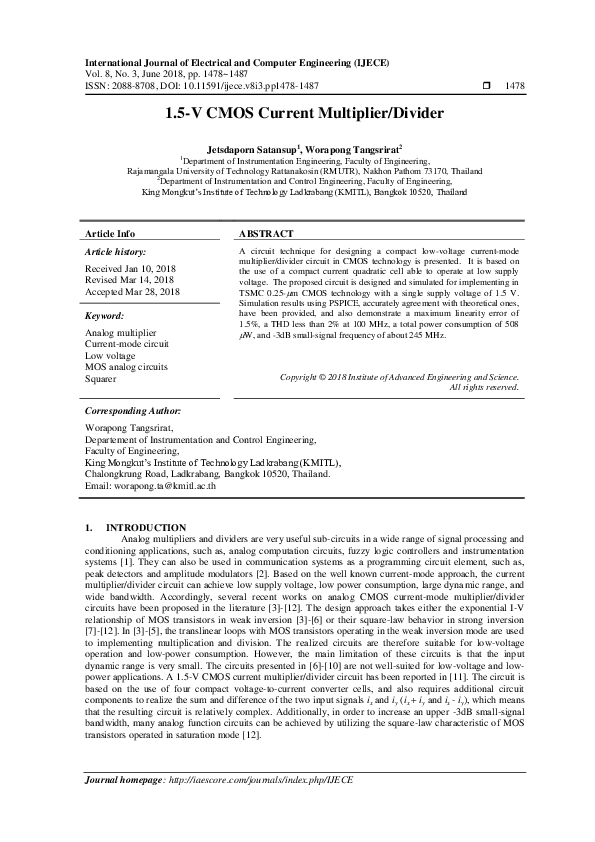 (PDF) 5-V CMOS Current Multiplier/Divider