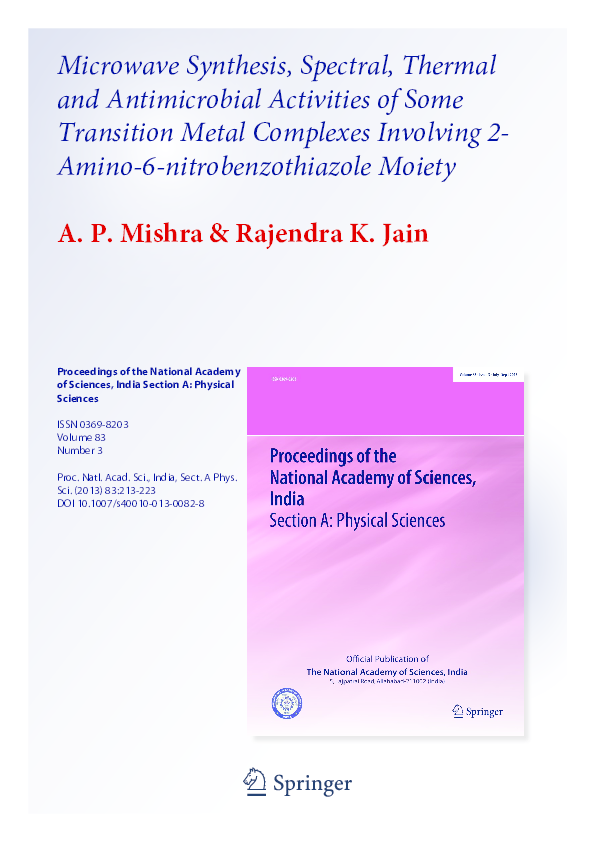 (PDF) Microwave ; Synthesis, Spectral, Thermal and Antimicrobial Activities of Some Transition ...