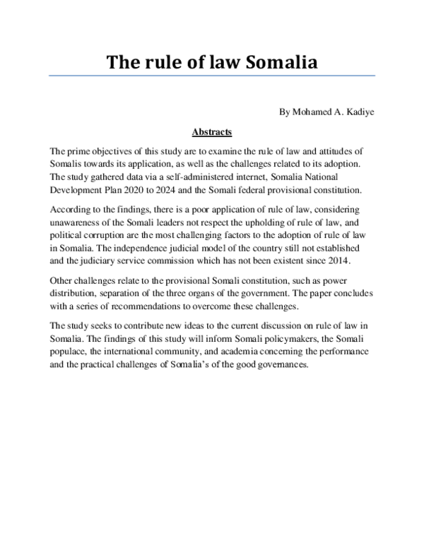 (PDF) The rule of law Somalia