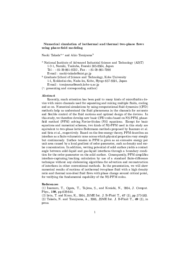 Numerical Simulation Of Isothermal And Thermal Two Phase Flows Using