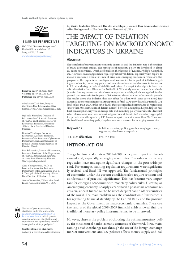 (PDF) The impact of inflation targeting on macroeconomic indicators in ...