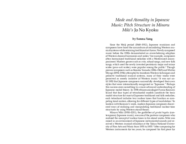 (PDF) Mode and Atonality in Japanese Music: Pitch Structure in Minoru Miki's Jo No Kyoku