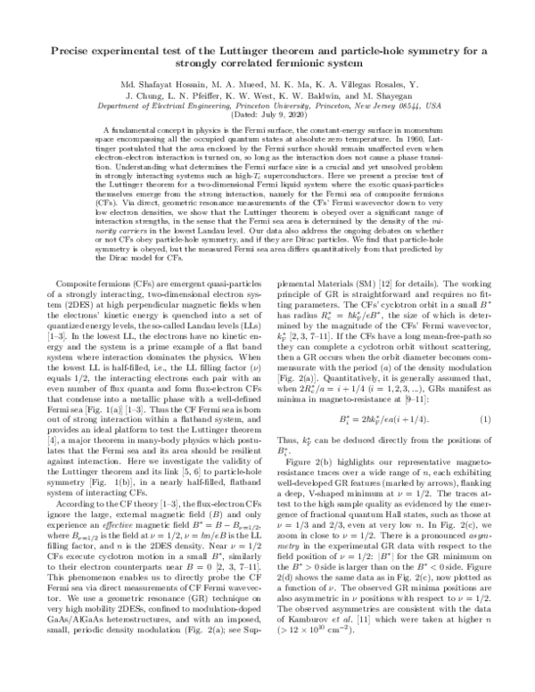 (PDF) Precise experimental test of the Luttinger theorem and particle ...