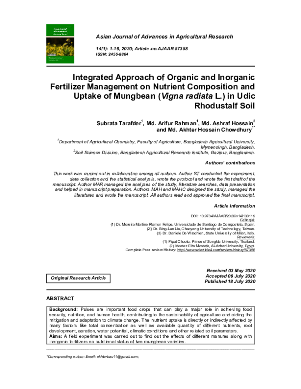 (PDF) Integrated Approach of Organic and Inorganic Fertilizer ...