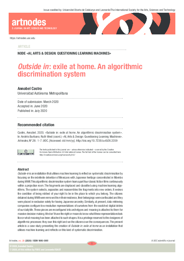 (PDF) Outside in: exile at home. An algorithmic discrimination system