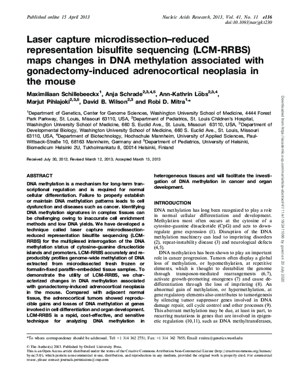(PDF) Laser capture microdissection-reduced representation bisulfite ...