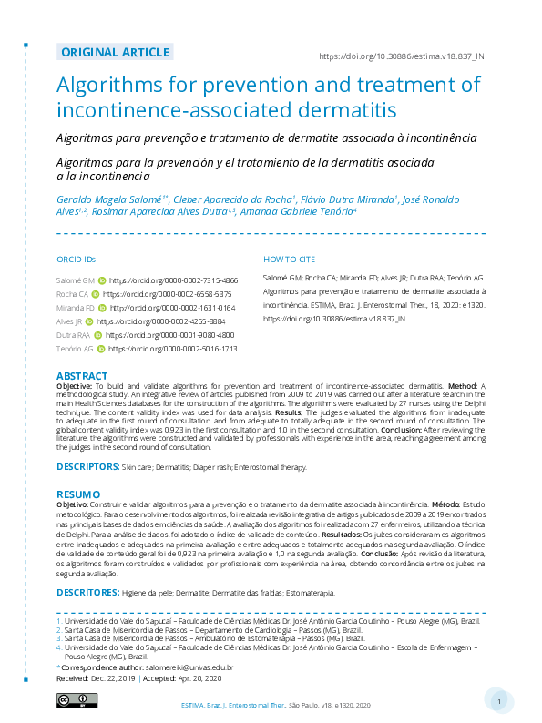 (PDF) Algorithms for prevention and treatment of incontinence ...