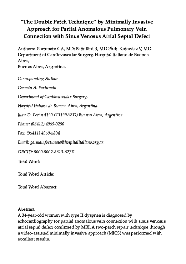 (PDF) "The Double Patch Technique" by Minimally Invasive Approach for ...