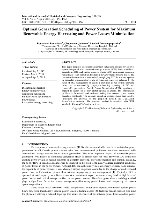 Pdf Optimal Generation Scheduling Of Power System For Maximum