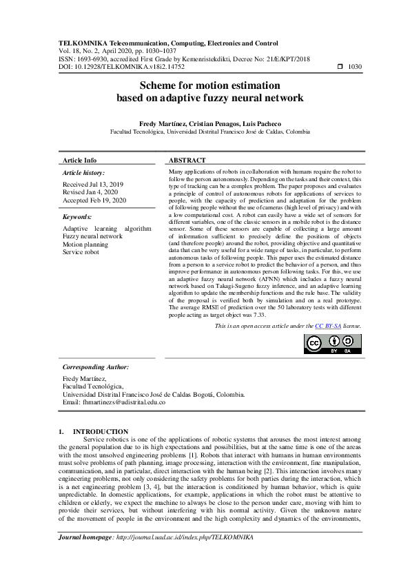 Pdf Adaptive Motion Estimation For Service Robots