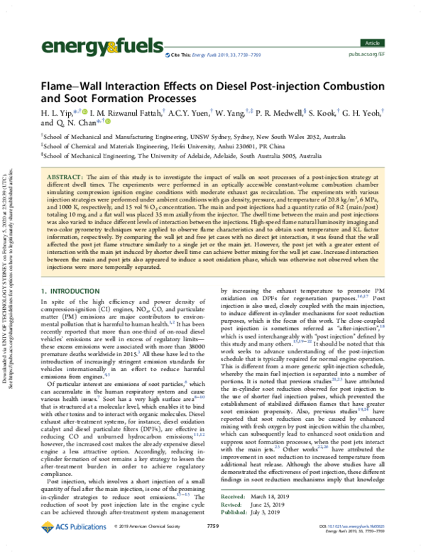 (PDF) Flame–Wall Interaction Effects on Diesel Post-injection ...