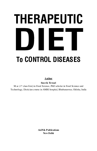 (PDF) Therapeutic diet to control diseases