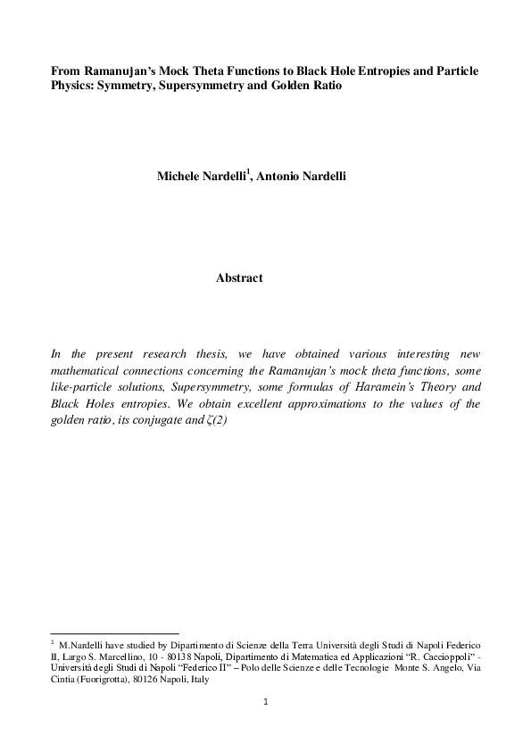 Pdf From Ramanujans Mock Theta Functions To Black Hole Entropies And Particle Physics