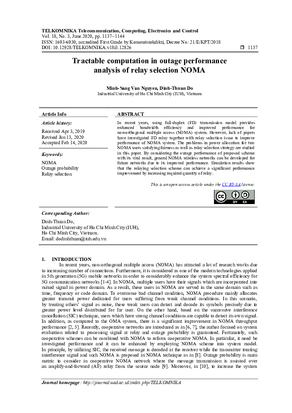 Pdf Tractable Computation In Outage Performance Analysis Of Relay Selection Noma