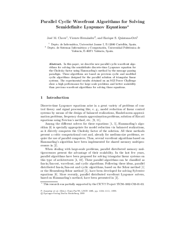 (PDF) Parallel Cyclic Wavefront Algorithms for Solving Semidefinite ...