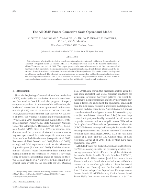 (PDF) The AROME-France Convective-Scale Operational Model